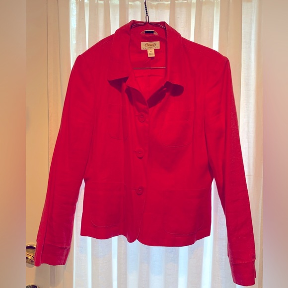 Talbots | Jackets & Coats | Talbots Short Bright Coral Colored Linen ...